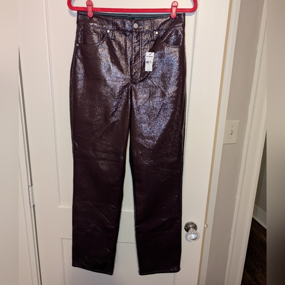 Express | Jeans | Nwt Express Faux Leather Purple Straight Leg Pants ...